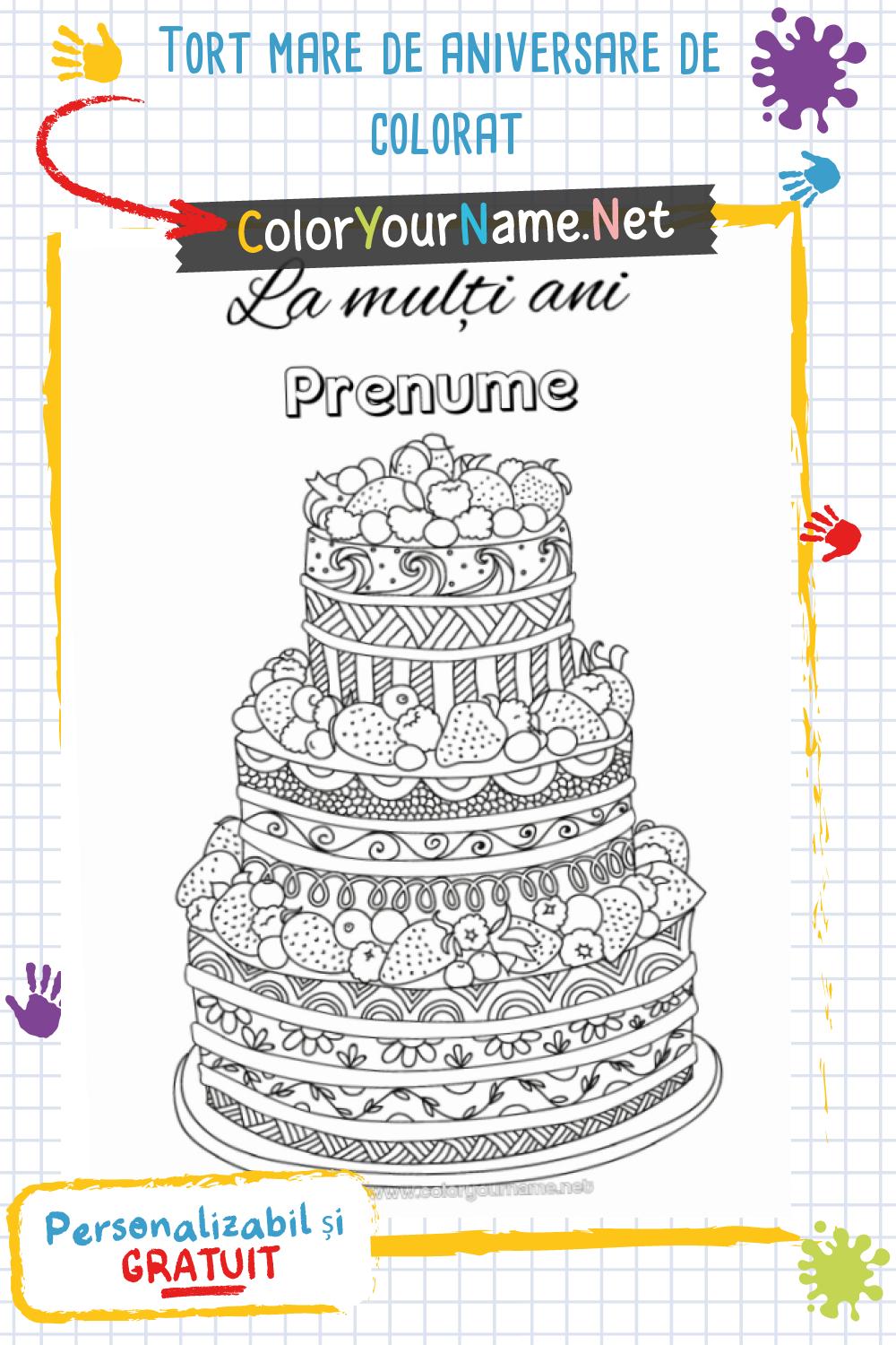Tort mare de aniversare de colorat