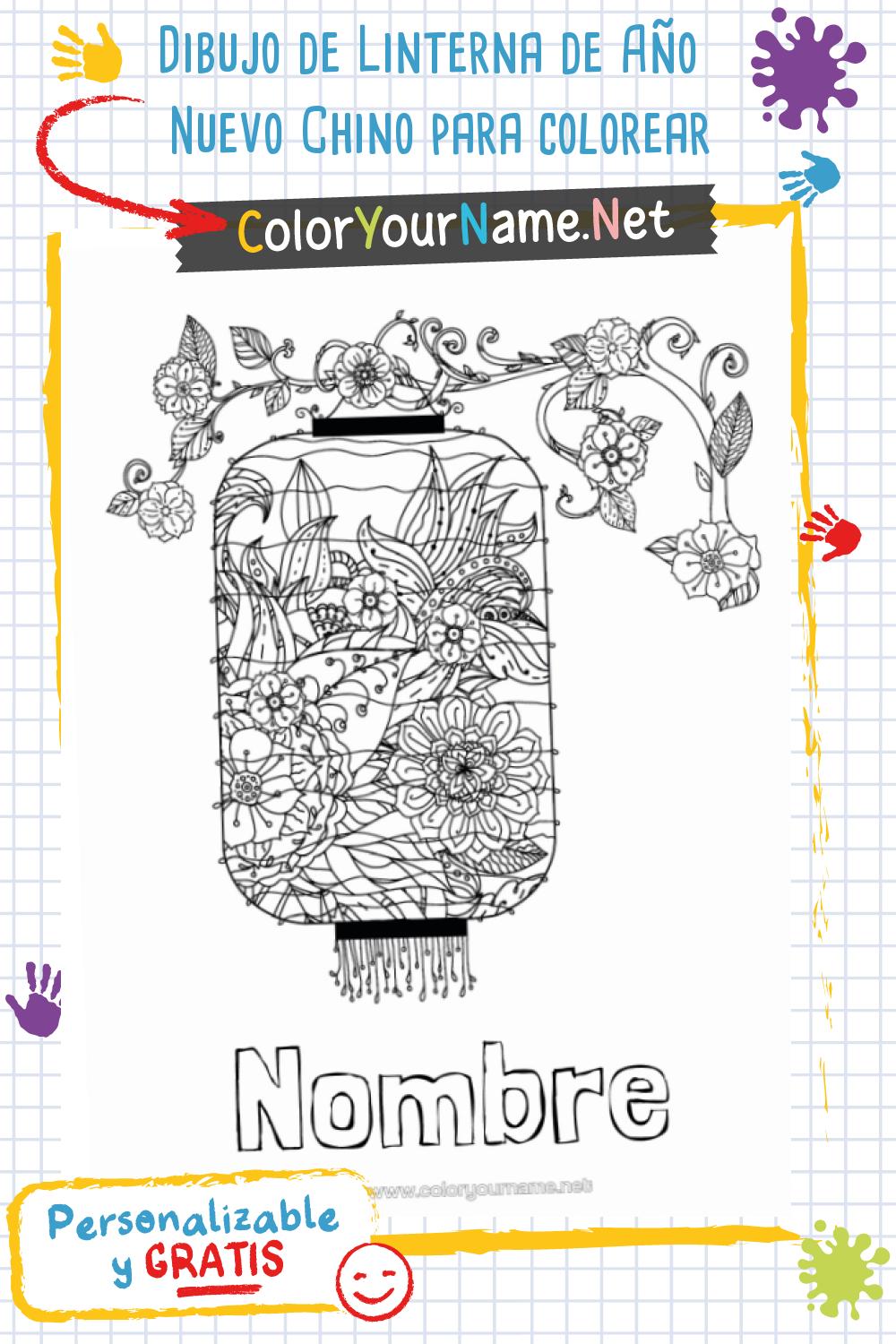 Dibujo de Linterna de Año Nuevo Chino para colorear