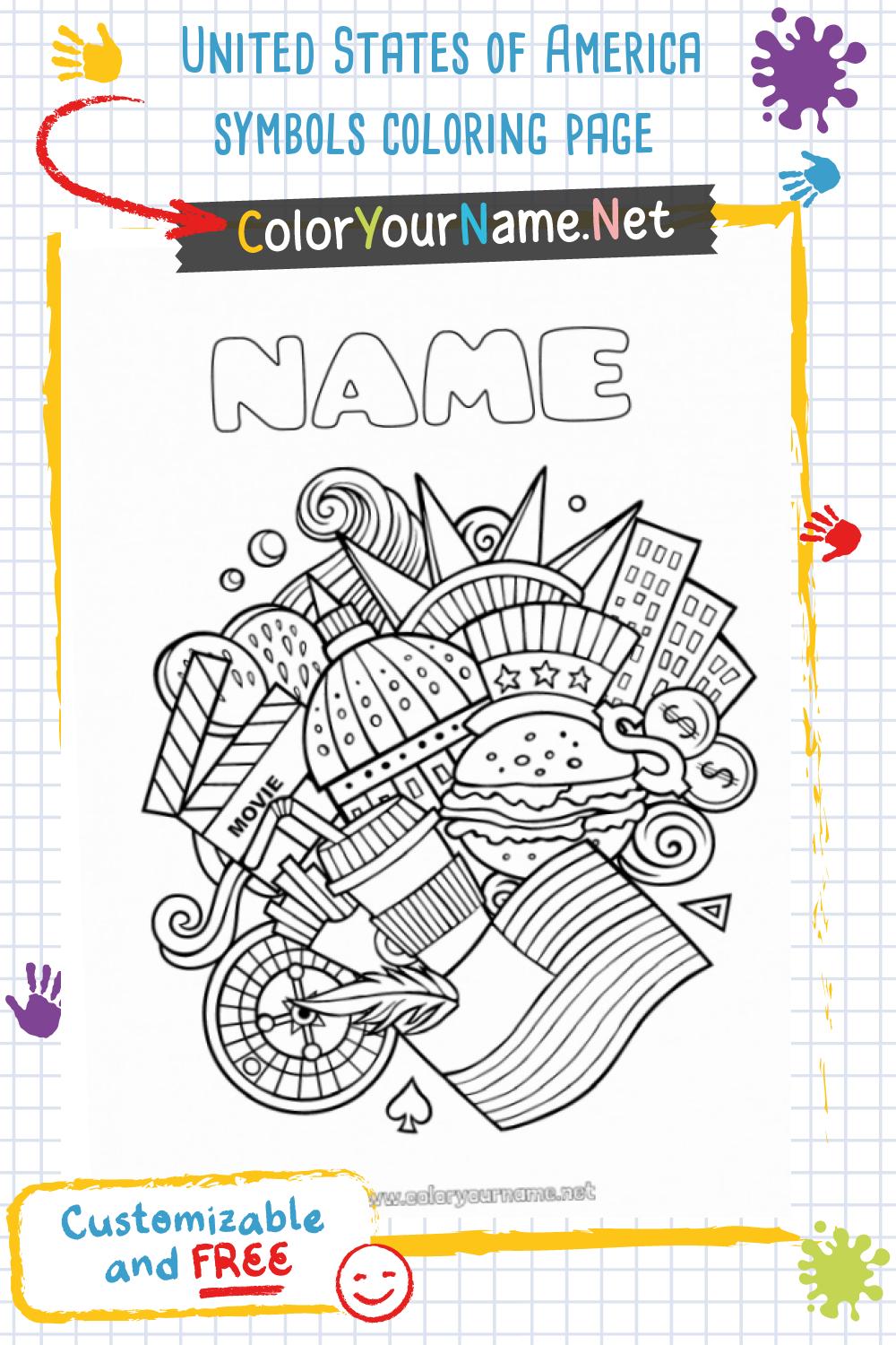 United States of America symbols coloring page
