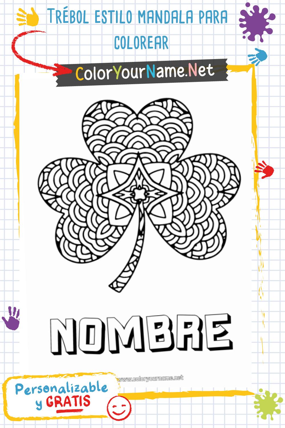 Trébol estilo mandala para colorear