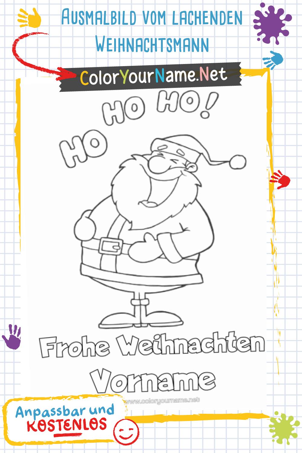 Ausmalbild vom lachenden Weihnachtsmann