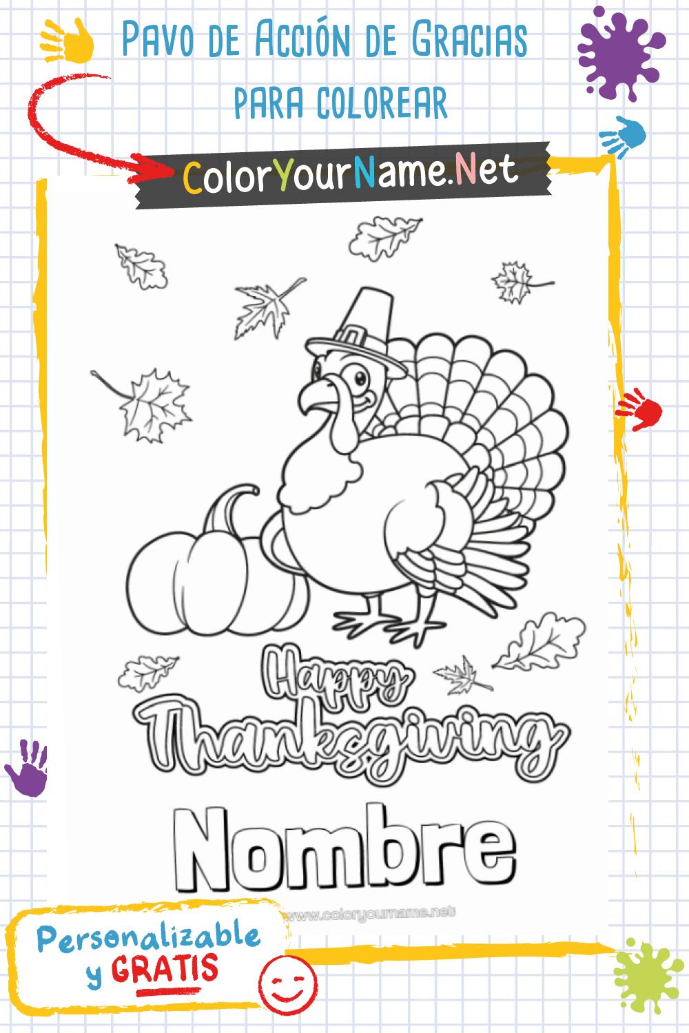 Pavo de Acción de Gracias para colorear