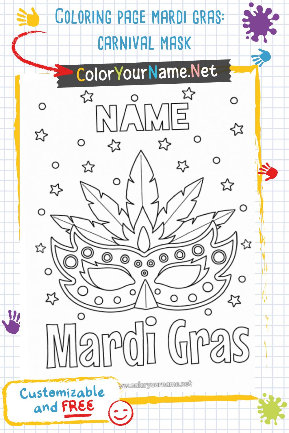 Coloring page mardi gras: carnival mask