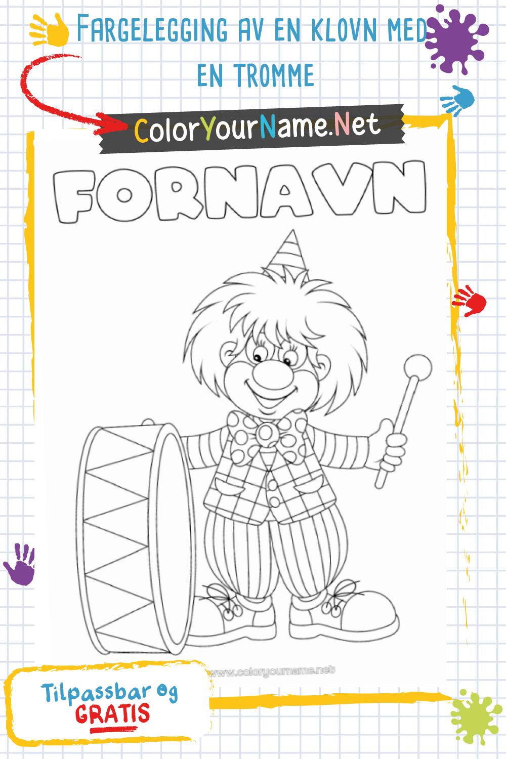 Fargelegging av en klovn med en tromme