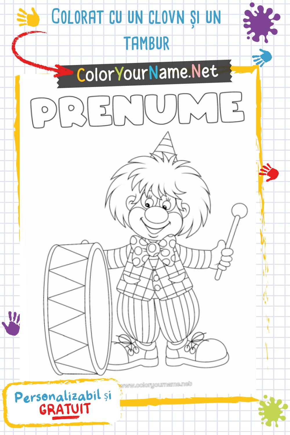 Colorat cu un clovn și un tambur