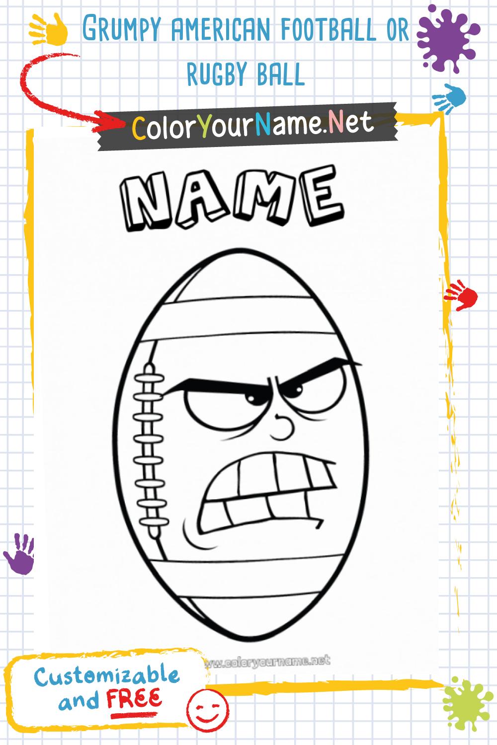 Grumpy american football or rugby ball