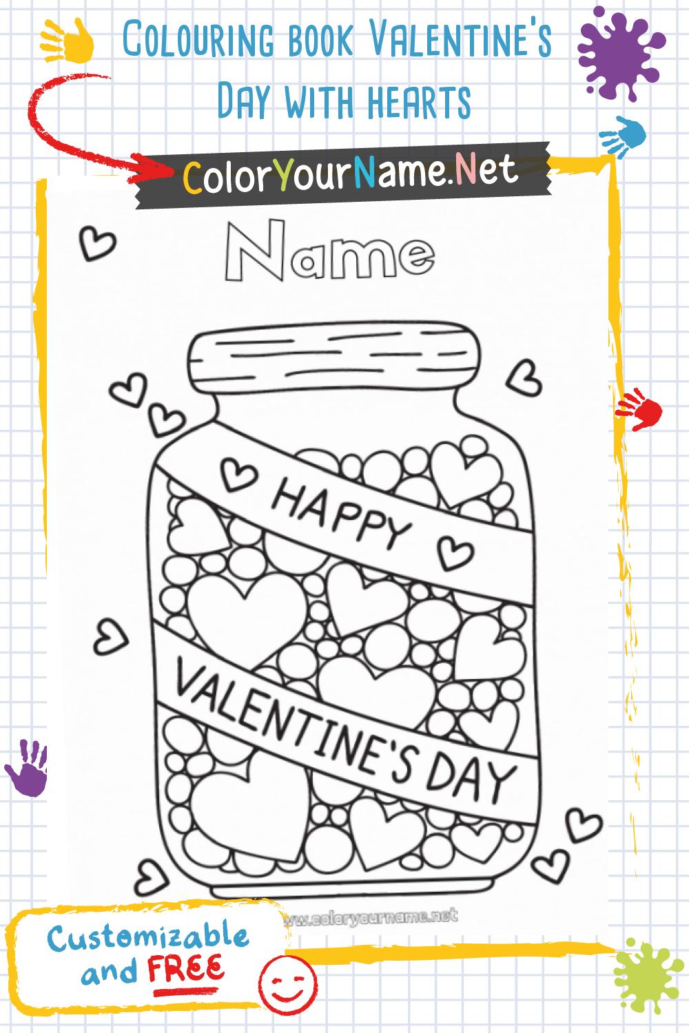 Colouring book Valentine's Day with hearts