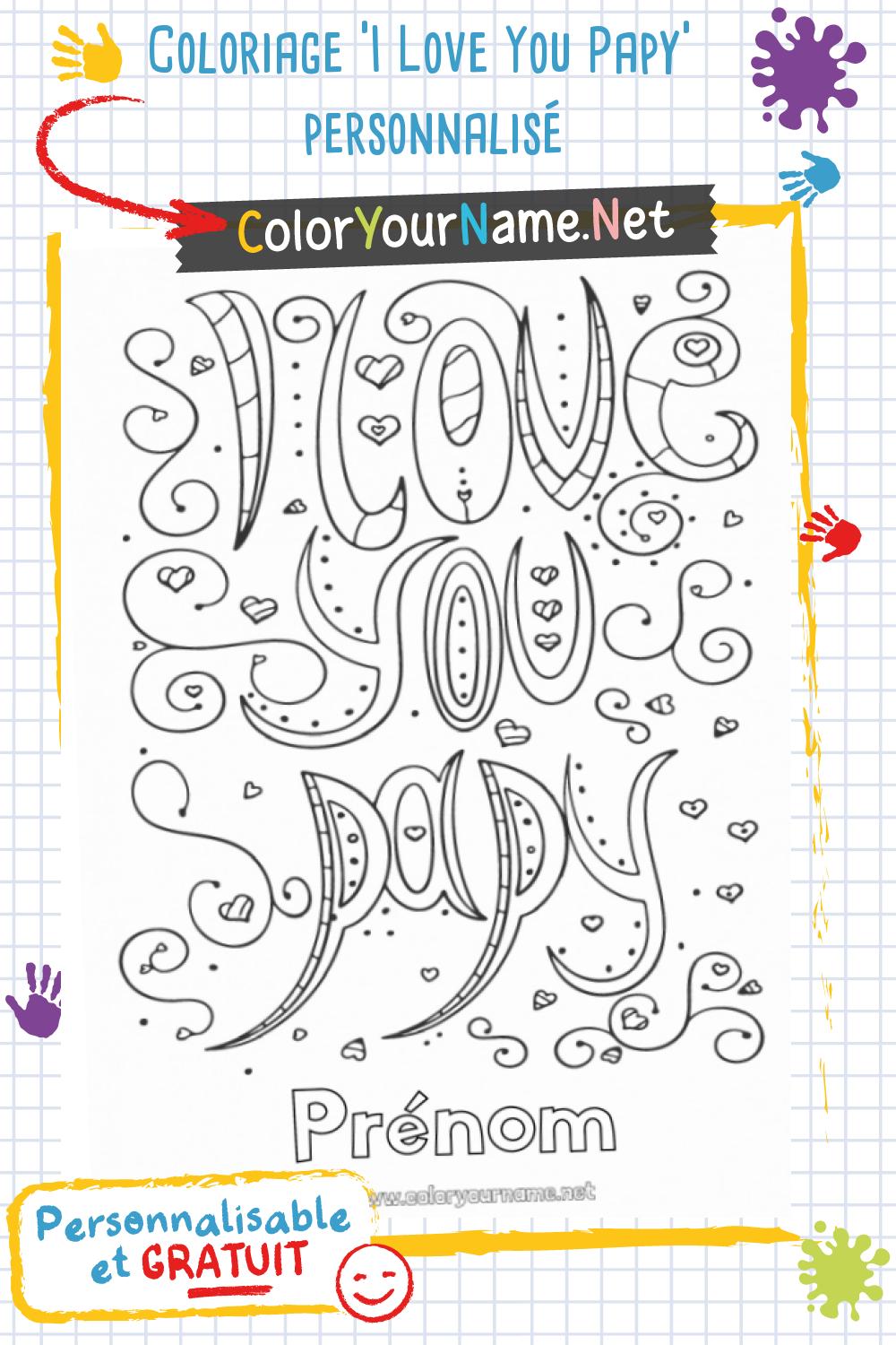 Coloriage 'I Love You Papy' personnalisé