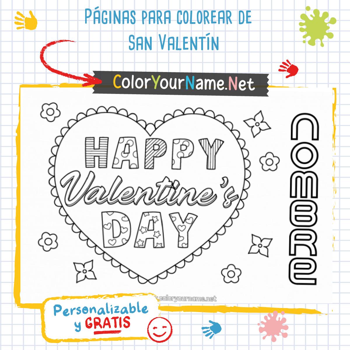 Páginas para colorear de San Valentín
