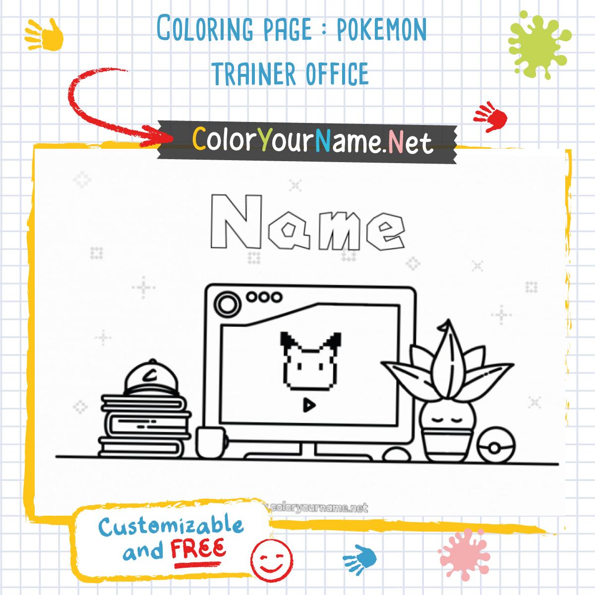 Coloring page : pokemon trainer office
