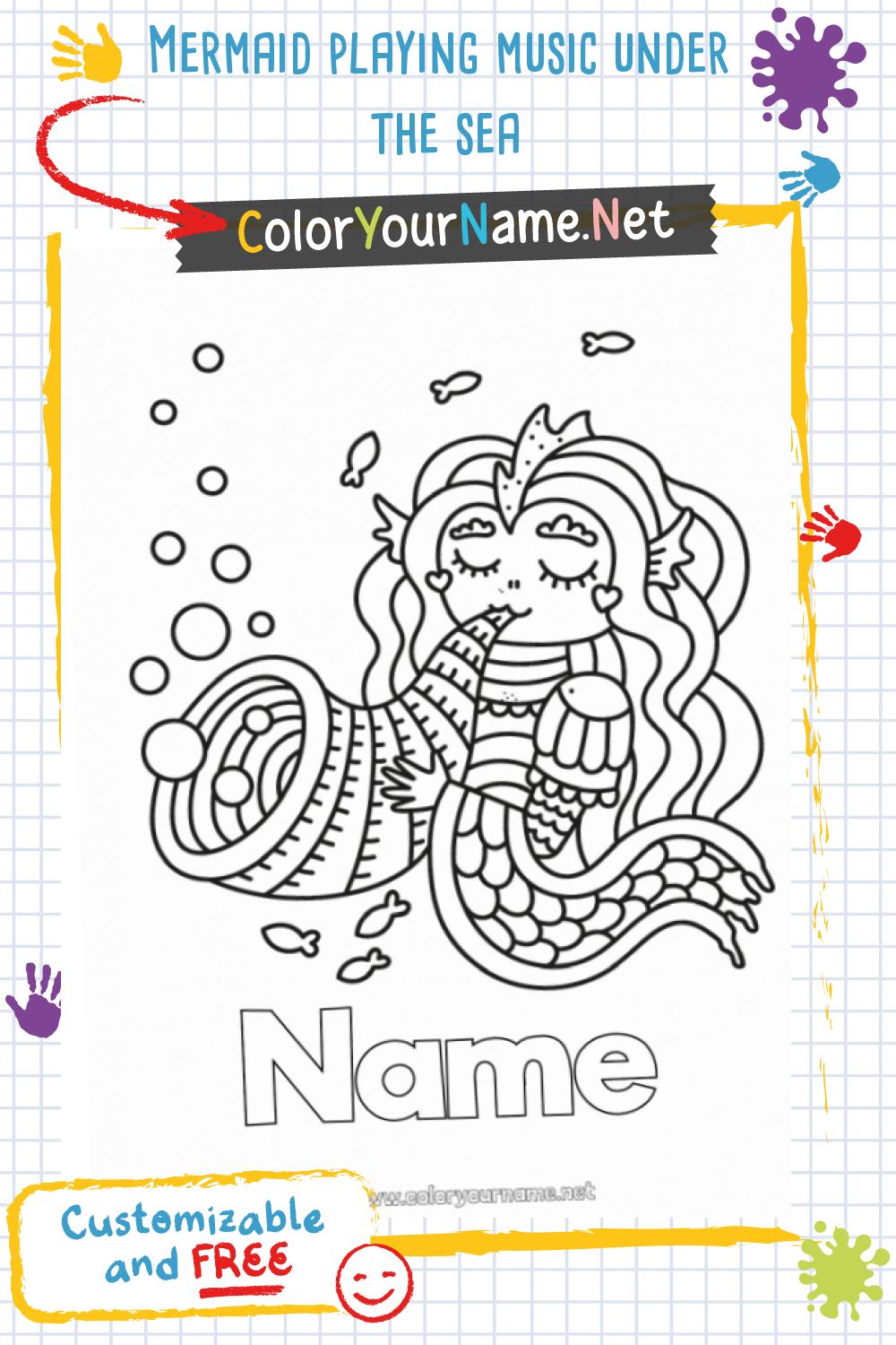 Mermaid playing music under the sea