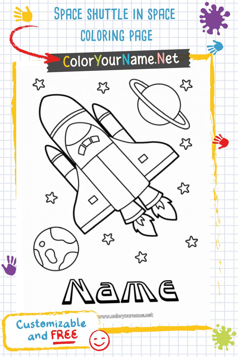 Space shuttle in space coloring page