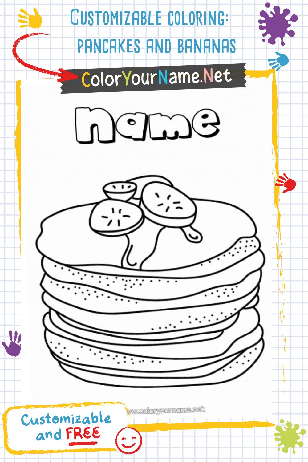 Customizable coloring: pancakes and bananas