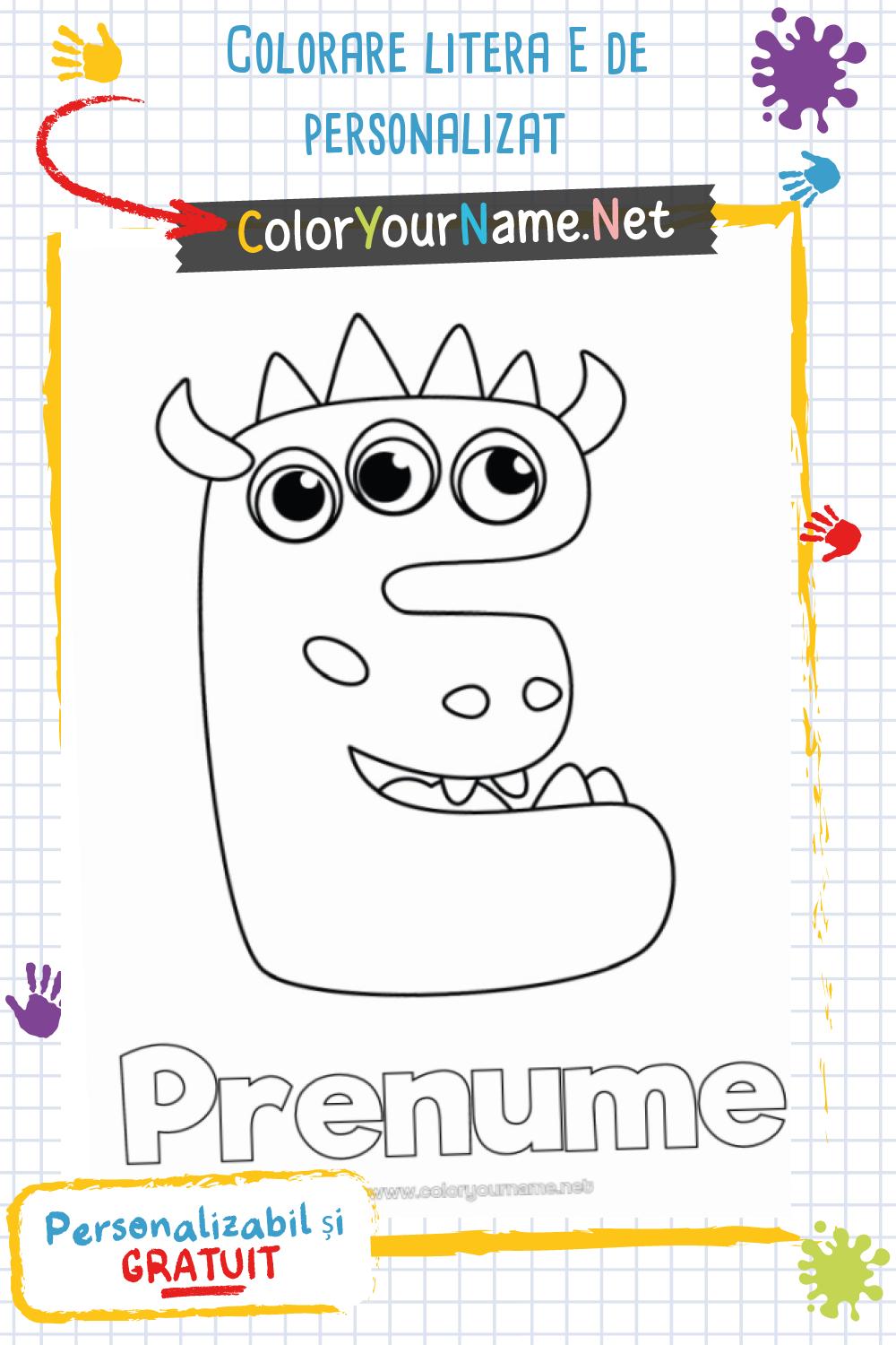 Colorare litera E de personalizat