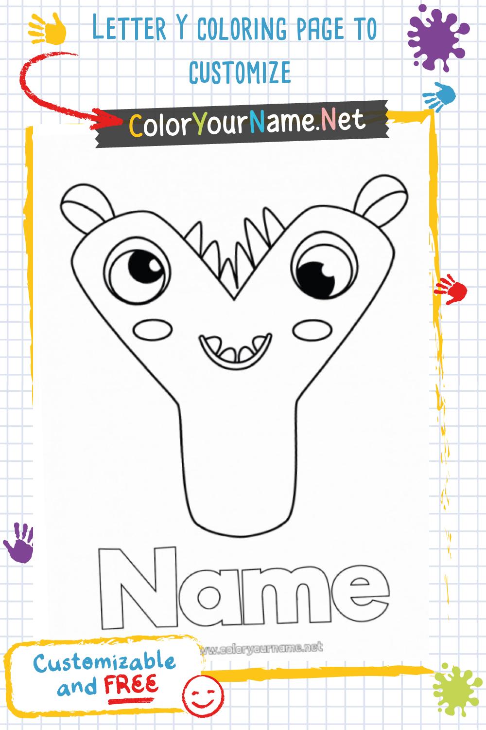 Letter Y coloring page to customize