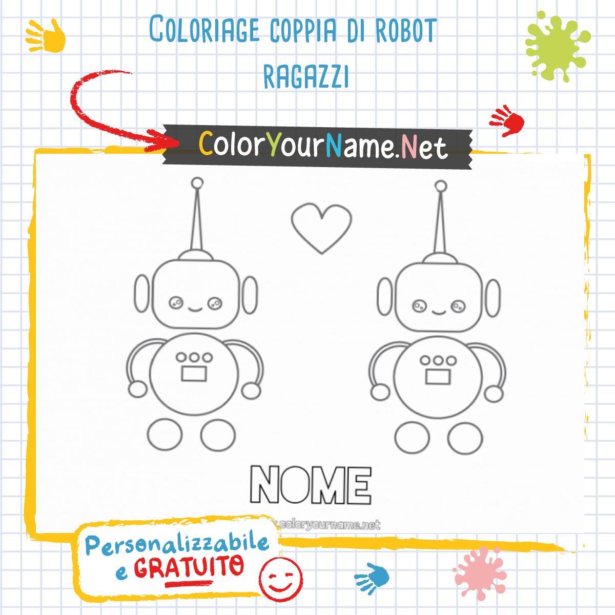 Coloriage coppia di robot ragazzi