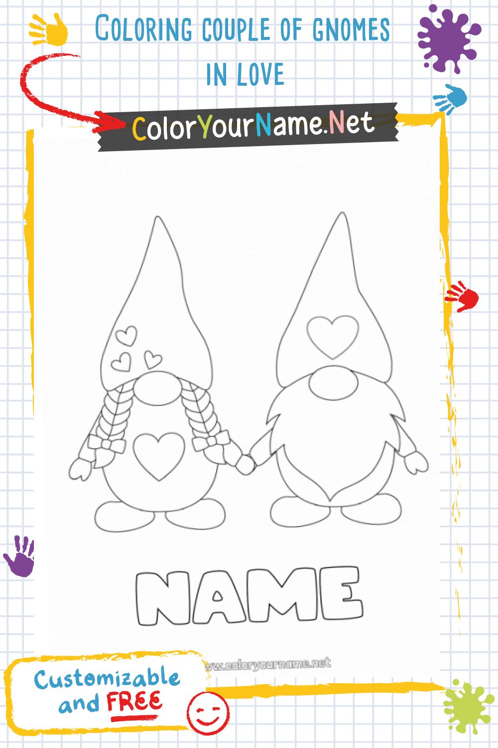 Coloring couple of gnomes in love