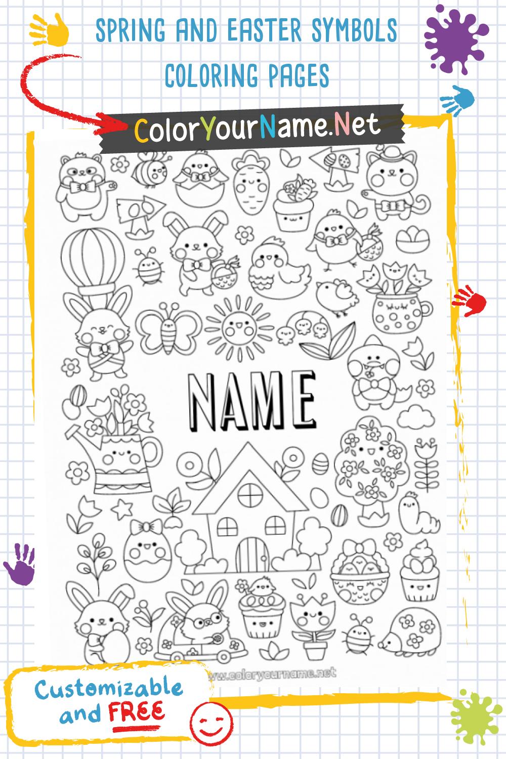 spring and easter symbols coloring pages