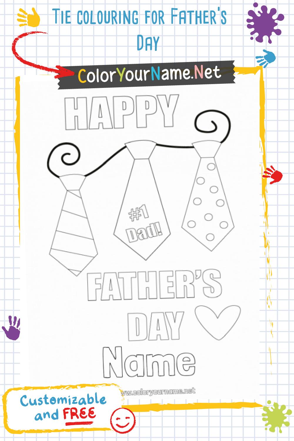 Tie colouring for Father's Day