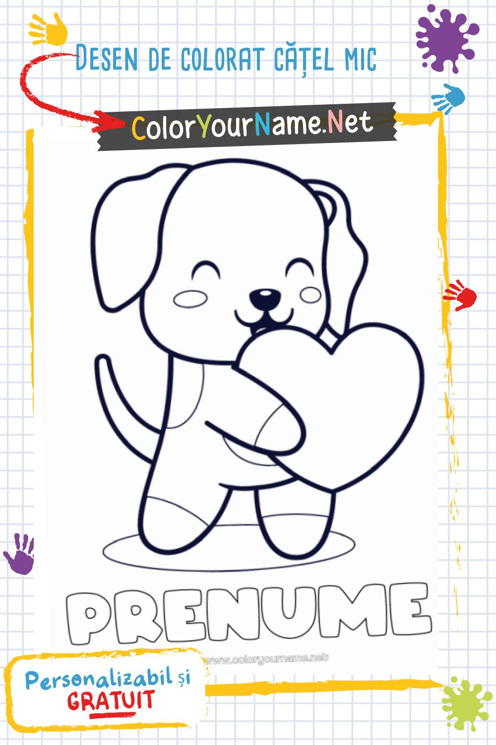 Desen de colorat cățel mic