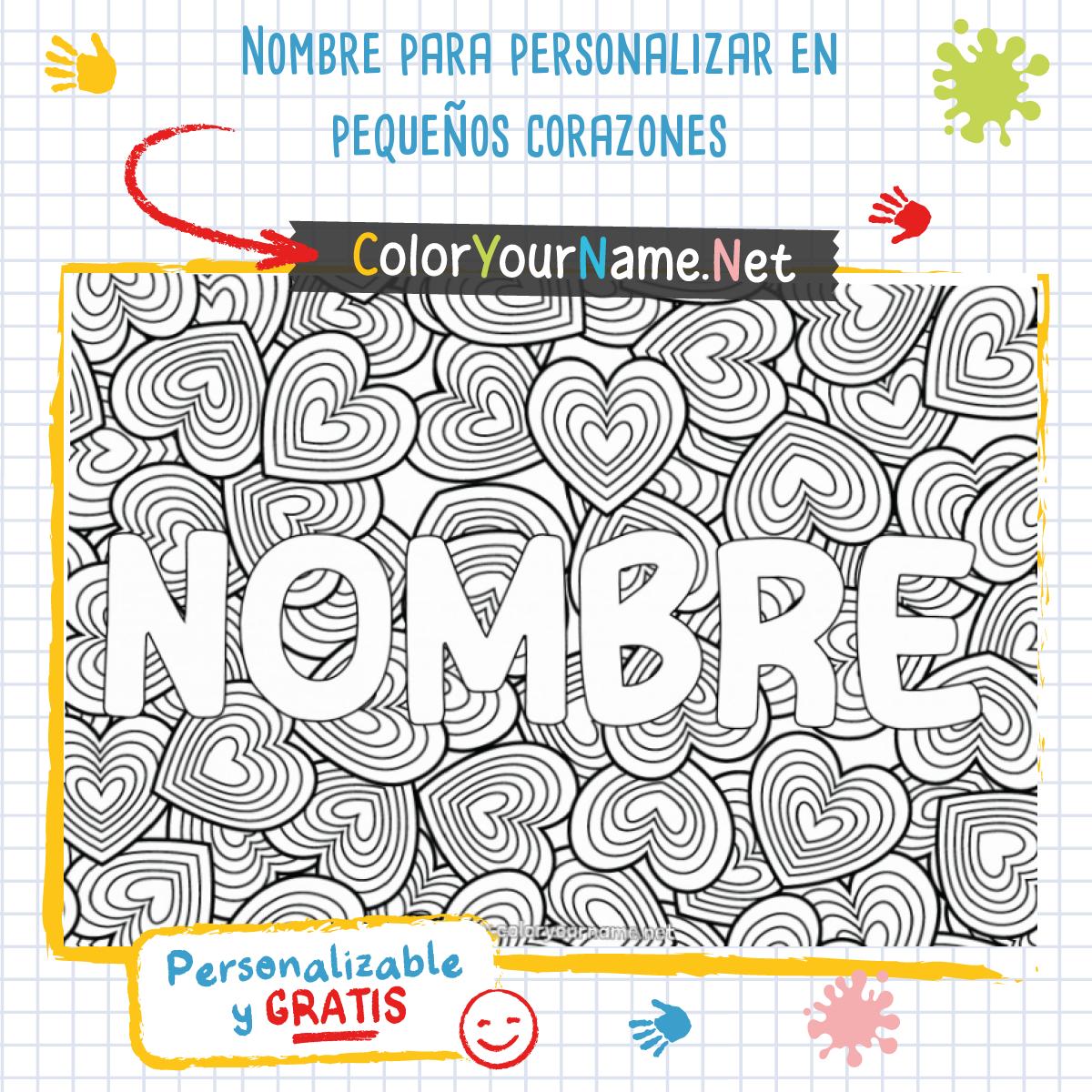 Nombre para personalizar en pequeños corazones