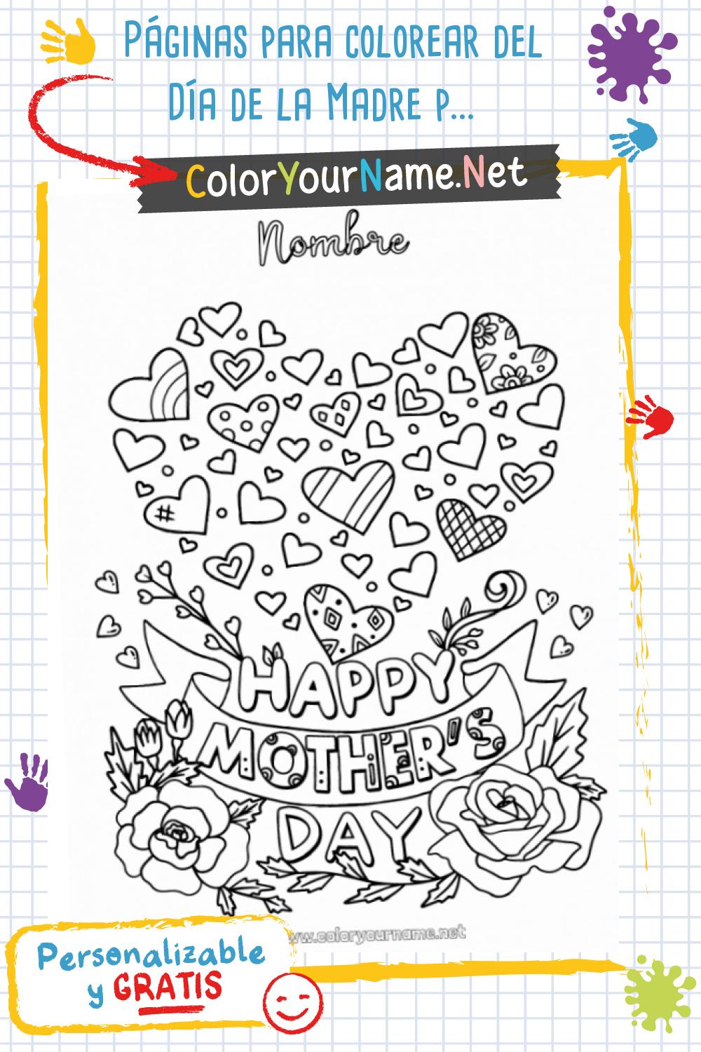 Páginas para colorear del Día de la Madre para personalizar