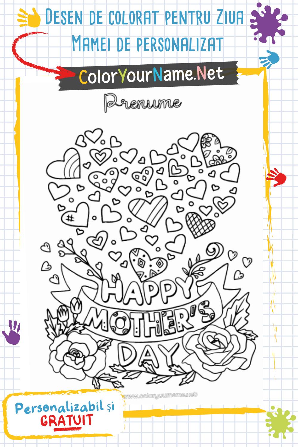 Desen de colorat pentru Ziua Mamei de personalizat