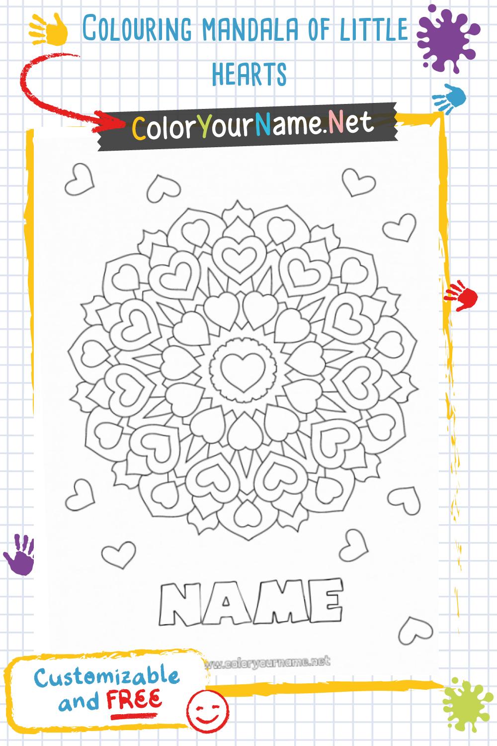 Colouring mandala of little hearts